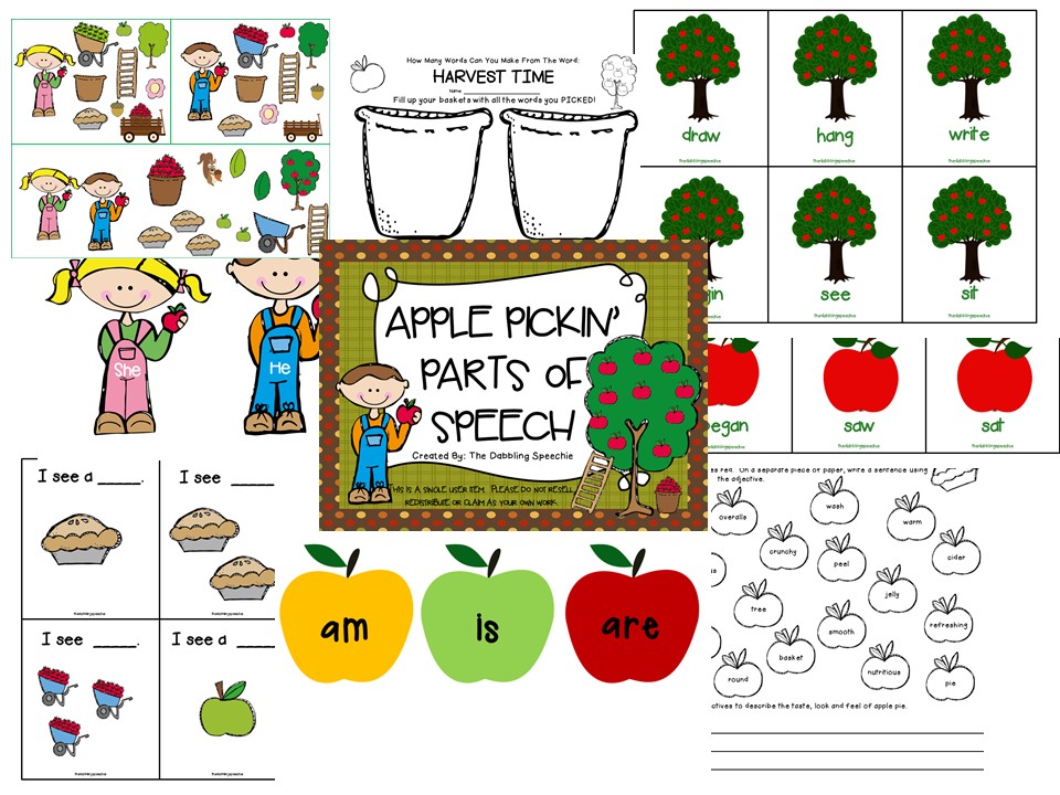 Apple Picking Parts of Speech PREVIEW - thedabblingspeechie