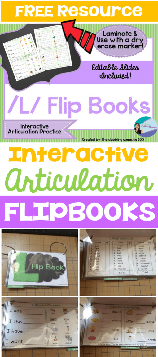 interactive articulation flip book for /l/ - thedabblingspeechie