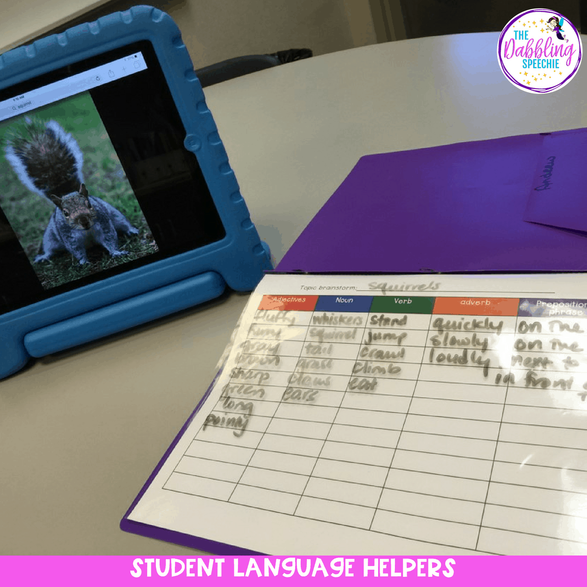 sentence frame graphic organizer to help with describing squirrels in ...