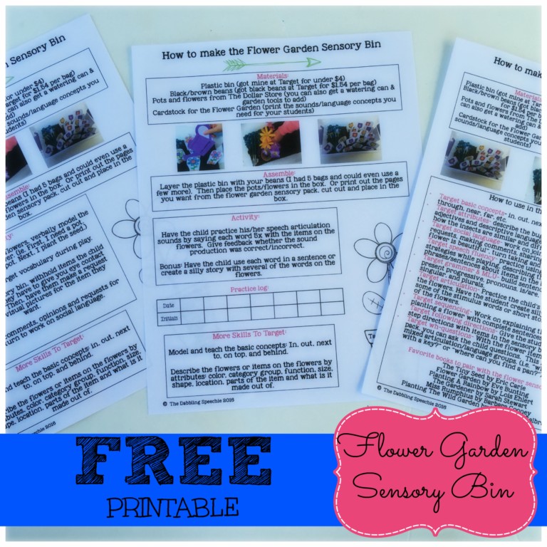 spring speech therapy activities flower bin - thedabblingspeechie