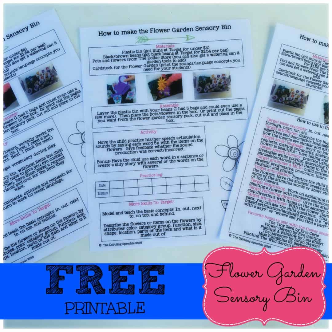 spring speech therapy activities flower bin - thedabblingspeechie