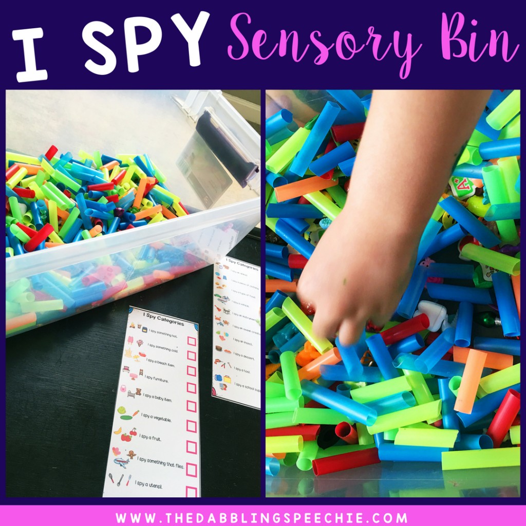 "I Spy" Sensory Bin To Build Language - thedabblingspeechie