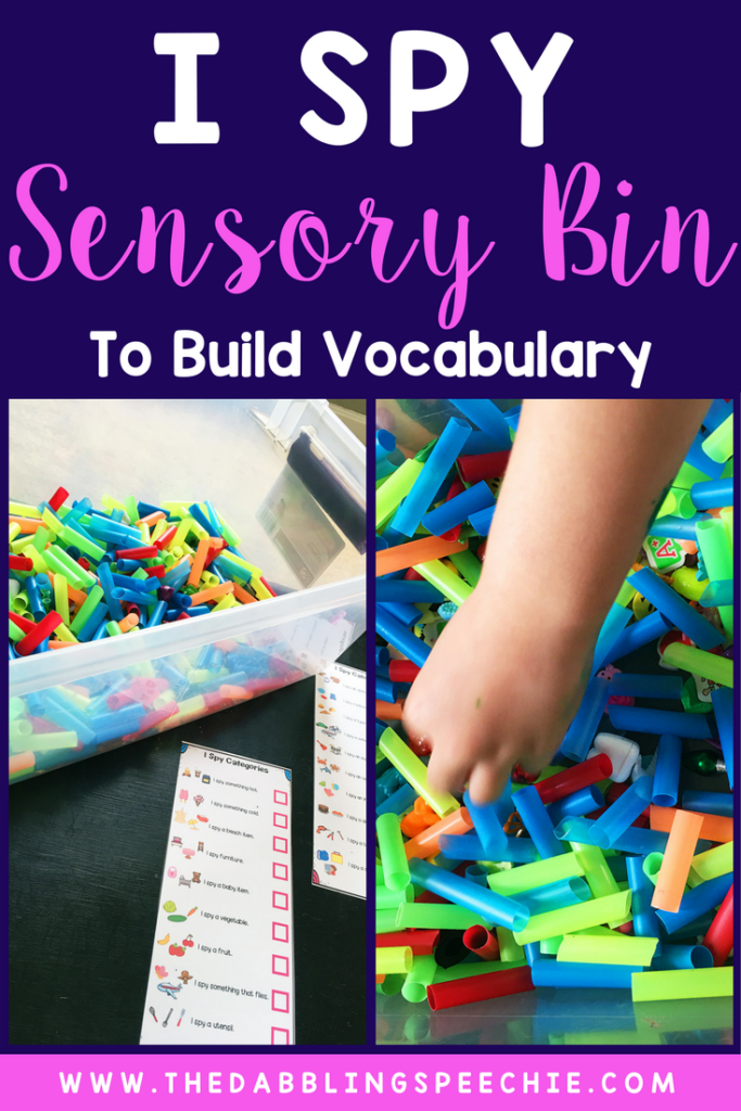 "I Spy" Sensory Bin To Build Language - thedabblingspeechie
