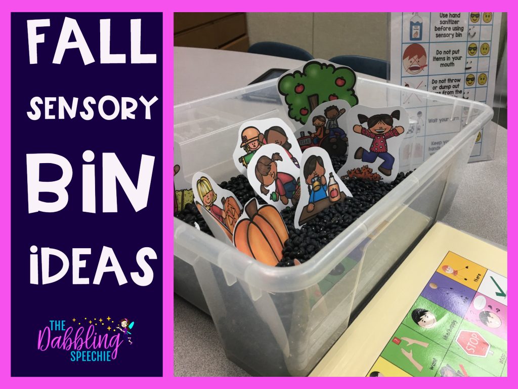 Fall sensory bin ideas for speech therapy. - thedabblingspeechie
