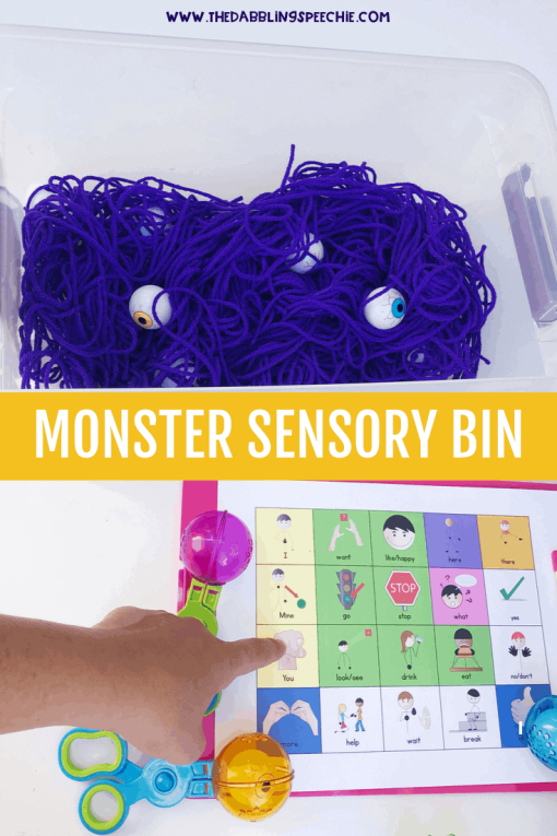 Monster Sensory Bin for Speech Therapy - thedabblingspeechie