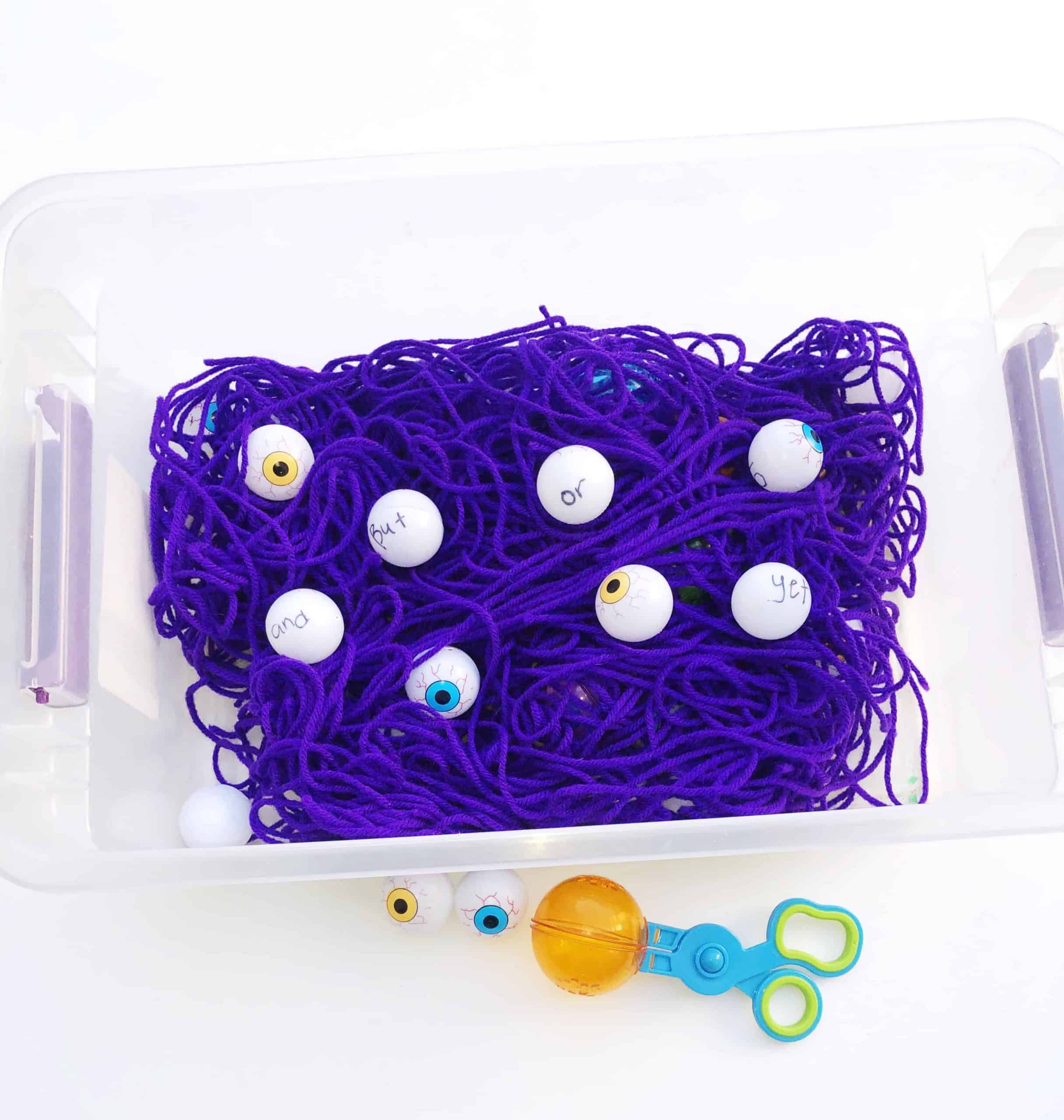 Monster Sensory Bin for Speech Therapy - thedabblingspeechie