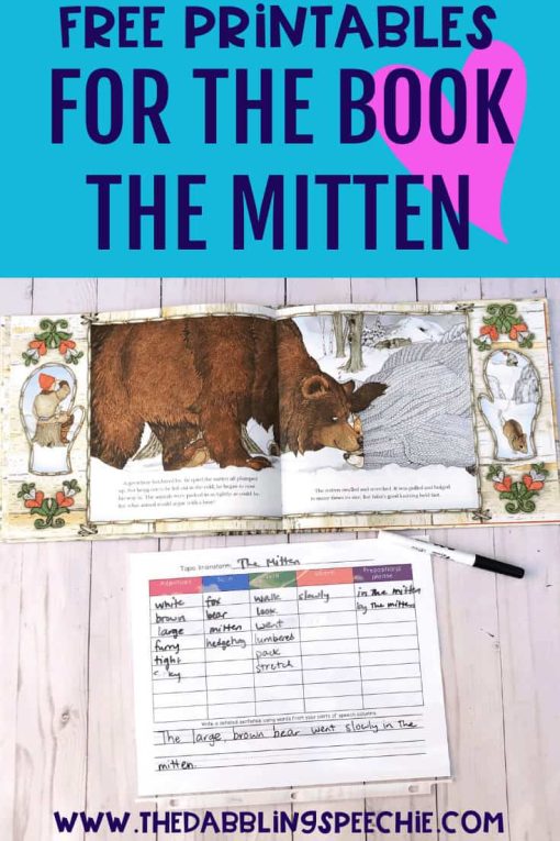 Activities for The Mitten for Speech Therapy - thedabblingspeechie