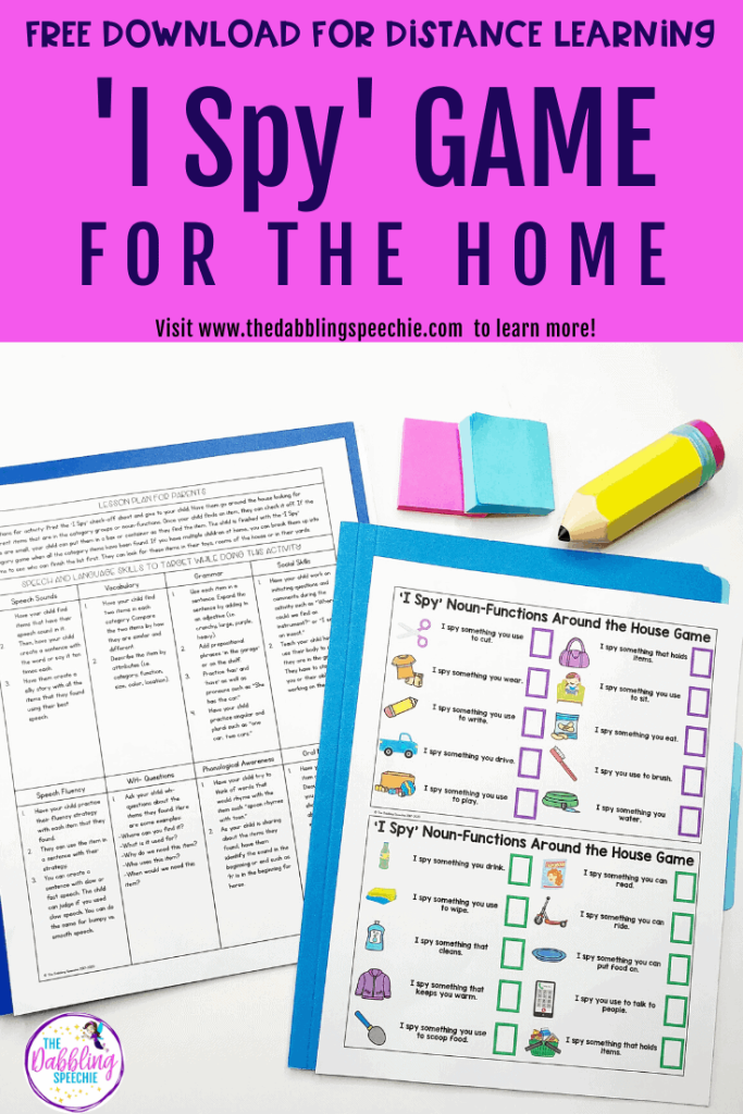 FREE 'I Spy' Language Game for Parents - thedabblingspeechie