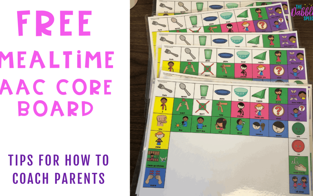 Mealtime AAC communication board blog post - thedabblingspeechie