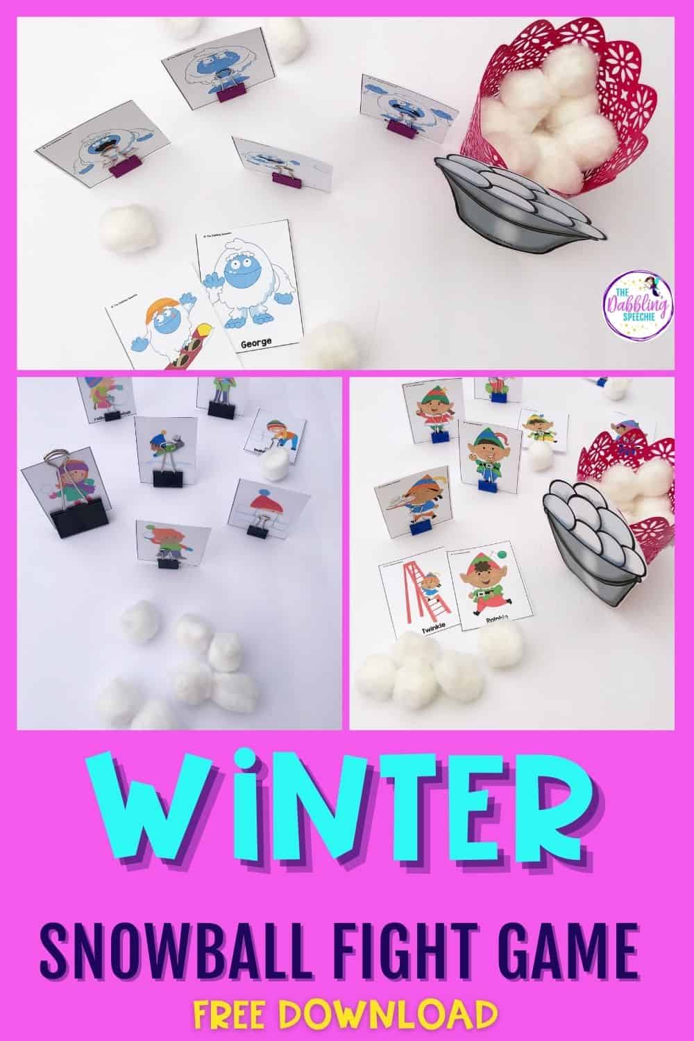 A Playful Winter Snowball Fight Speech Therapy Printables Free Download ...