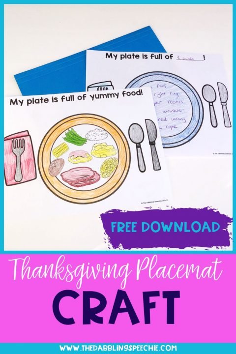 Thanksgiving Craft for Speech Therapy With Free Printable ...