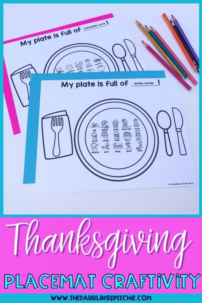 Thanksgiving Craft for Speech Therapy With Free Printable ...
