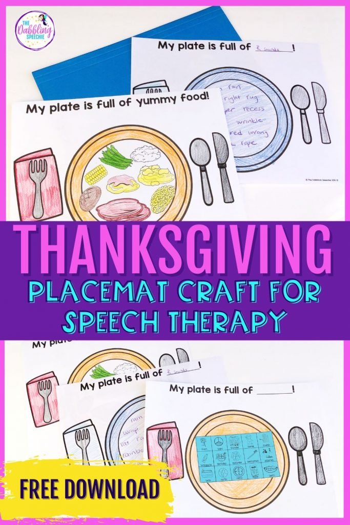 Thanksgiving Craft for Speech Therapy With Free Printable ...
