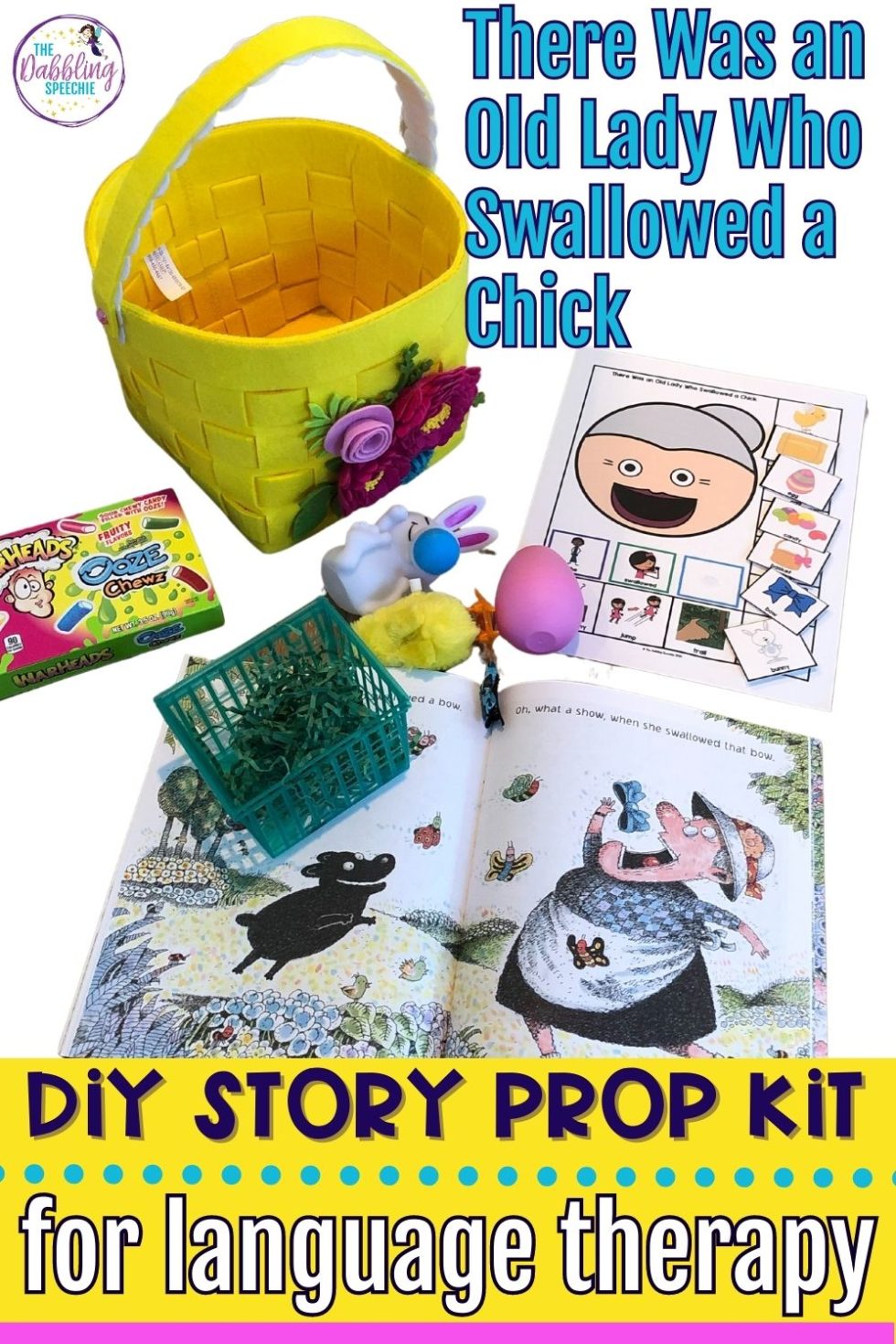 Old Lady Who Swallowed a Chick DIY Storytelling Kit - thedabblingspeechie