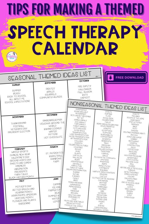 Make a Speech Therapy Theme Calendar - thedabblingspeechie