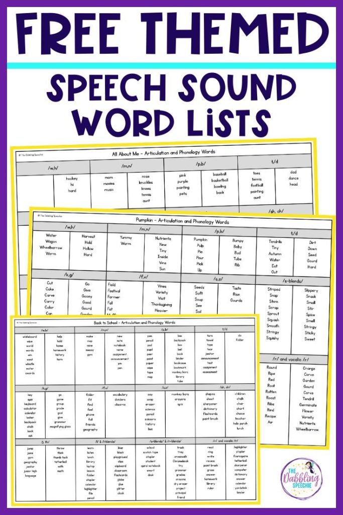 5 Places to Find Themed Word Lists for Speech Therapy - thedabblingspeechie