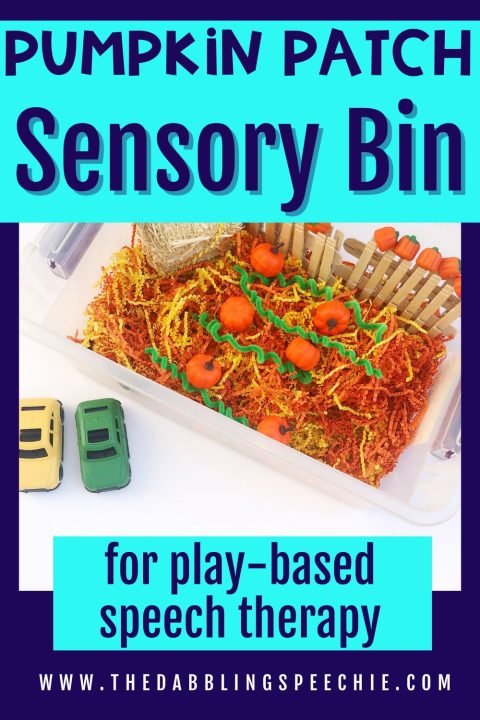 Pumpkin Sensory Bin for Play-Based Speech Therapy - thedabblingspeechie