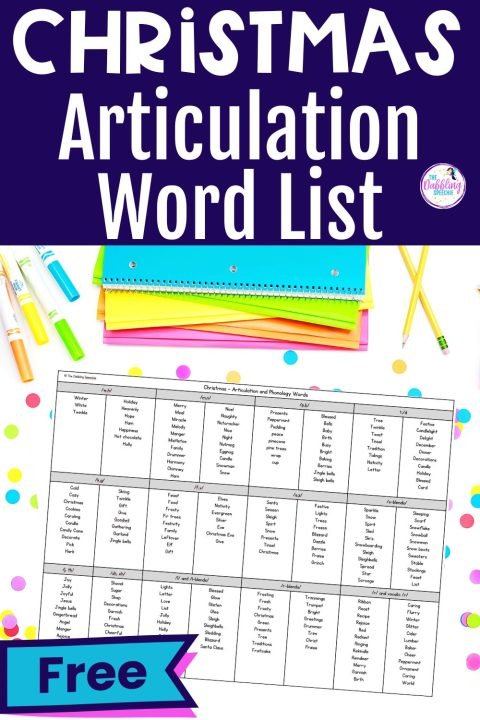 Free Christmas Articulation Word List for Speech Therapy: Activities ...