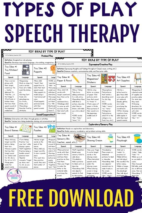 5 Types of Play Speech Therapy: A Free Play Handout for Supporting ...