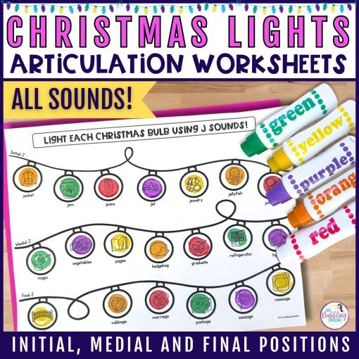 Christmas Articulation Activities Worksheets Christmas Lights Speech ...
