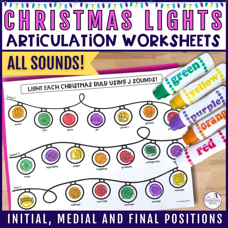Christmas Articulation Activities Worksheets Christmas Lights Speech ...