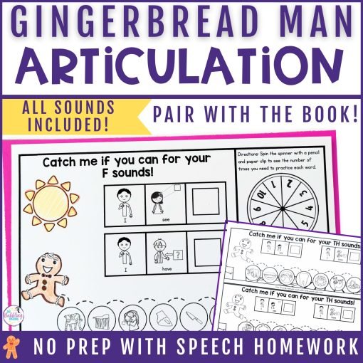 The Gingerbread Man Articulation Worksheets Words & Phrases W/ Speech ...