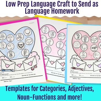 3D Valentine's Day Craft Language Activity for Speech Therapy Nouns ...
