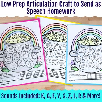 3D St Patrick's Day Articulation Craft for Speech Therapy W/ K, S, SH ...