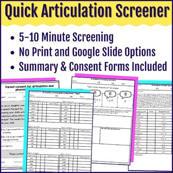Quick Articulation Speech Screener For Preschool & Elementary SLPs ...
