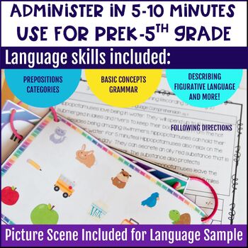 Informal Quick SLP Language Screener for Preschool-5th Grade W/ Digital ...