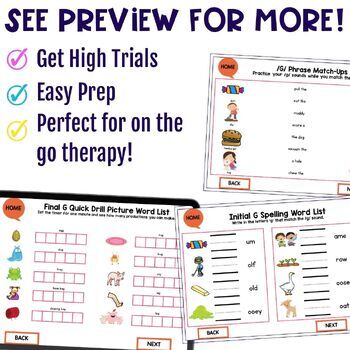 K and G No Prep Articulation Activities Flipbooks for Words, Phrases ...