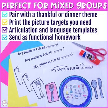 No Prep Thanksgiving Craft Speech Therapy Placemats For Articulation ...
