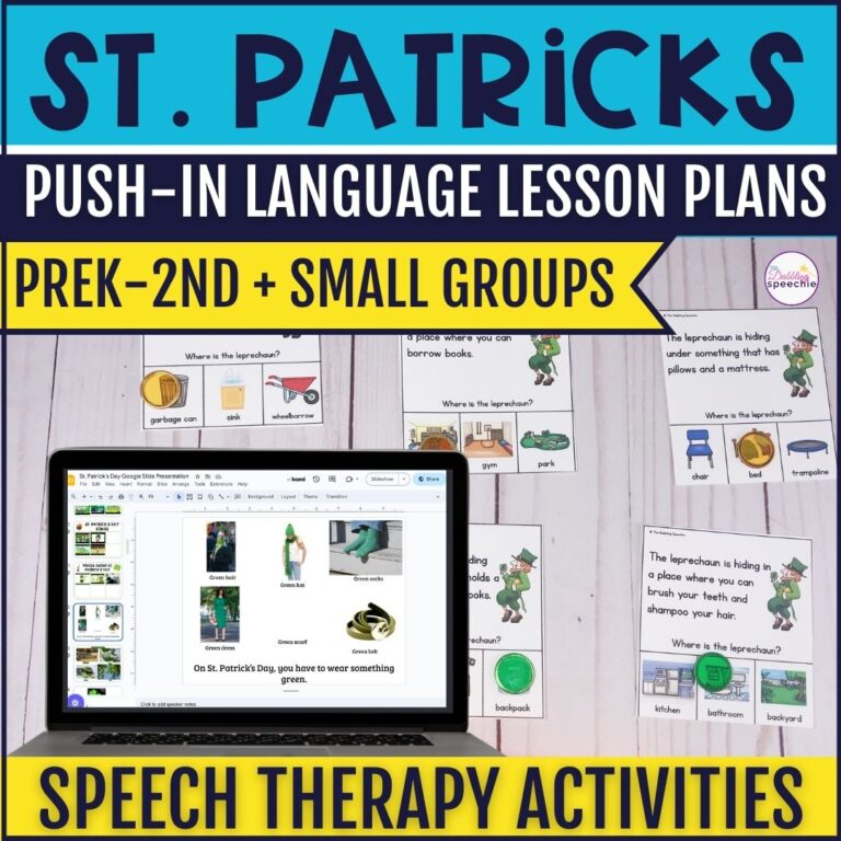 St Patricks Day Speech Therapy Activities Push-In Language Lesson Plan ...
