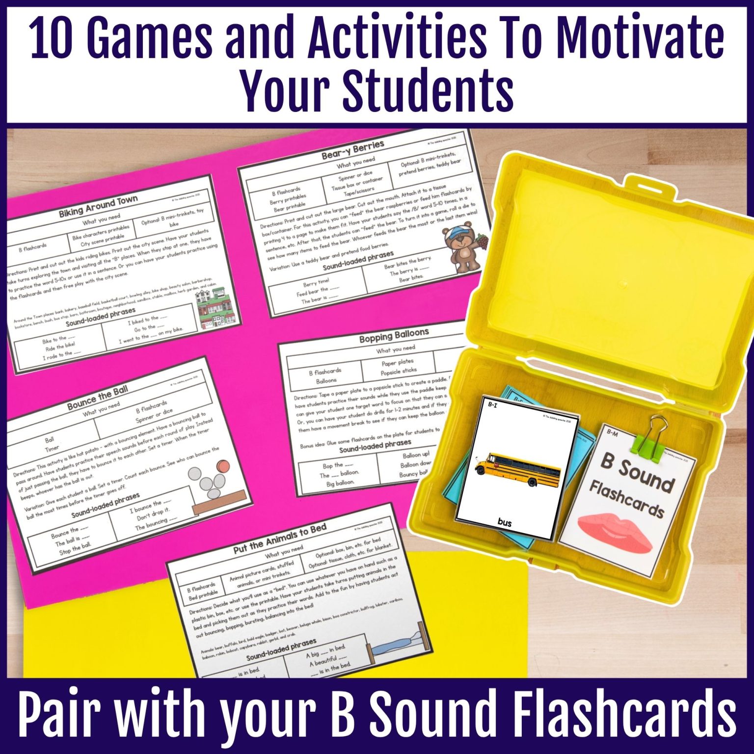 B Articulation Flashcards and Games Initial, Medial and Final B Sound ...