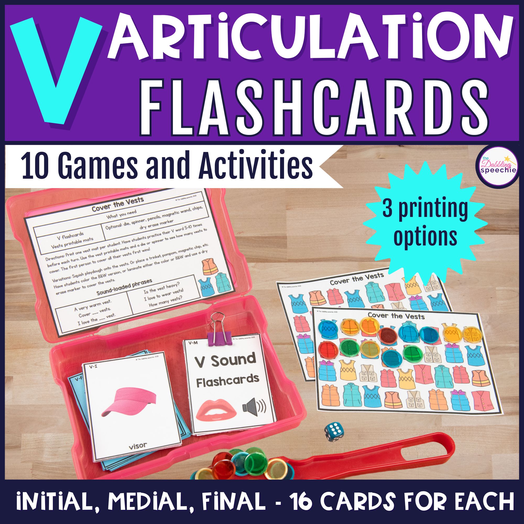 V Articulation Flashcards and Games Initial, Medial & Final V Sound ...