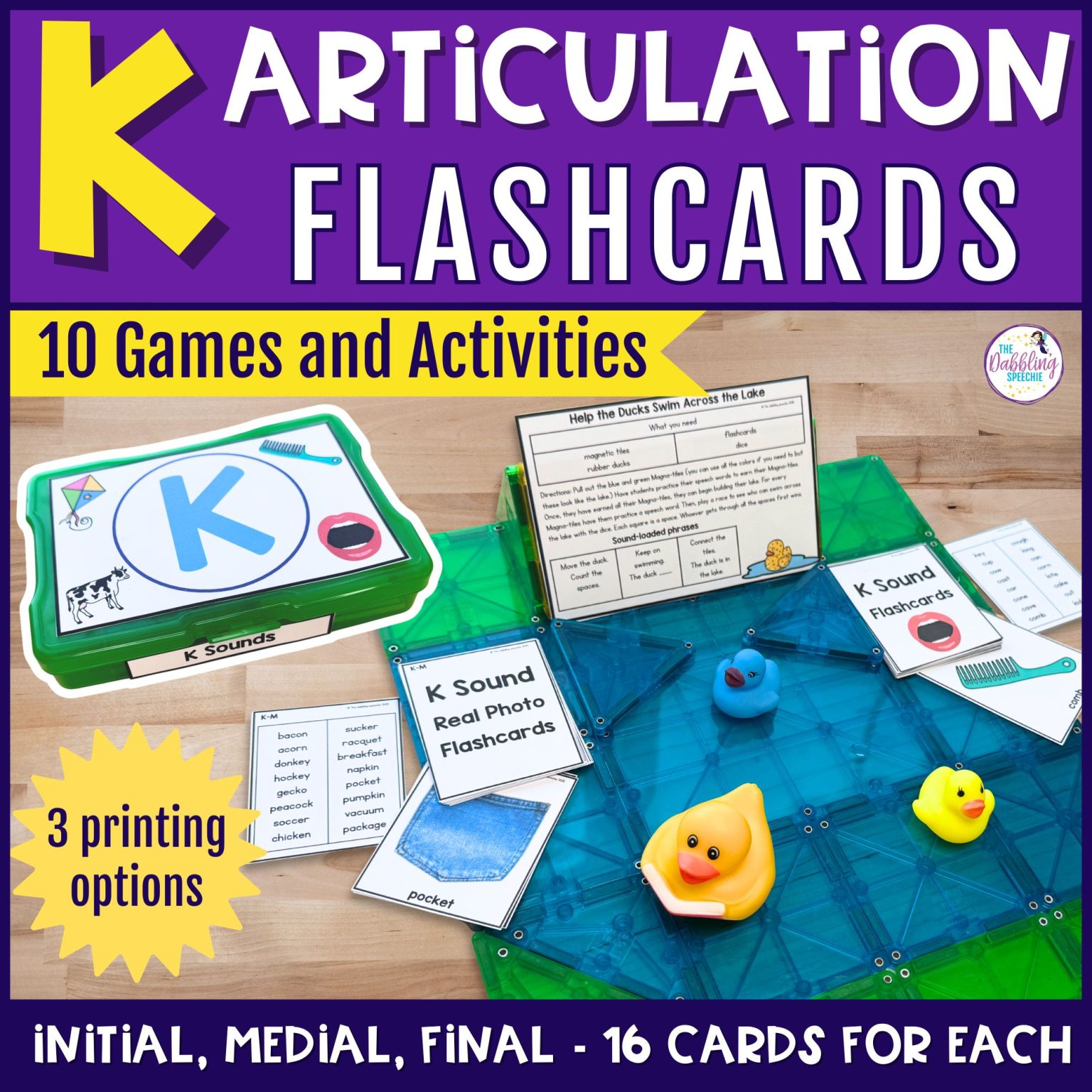 K Articulation Flashcards for Speech Therapy Real Photos + 10 Games ...