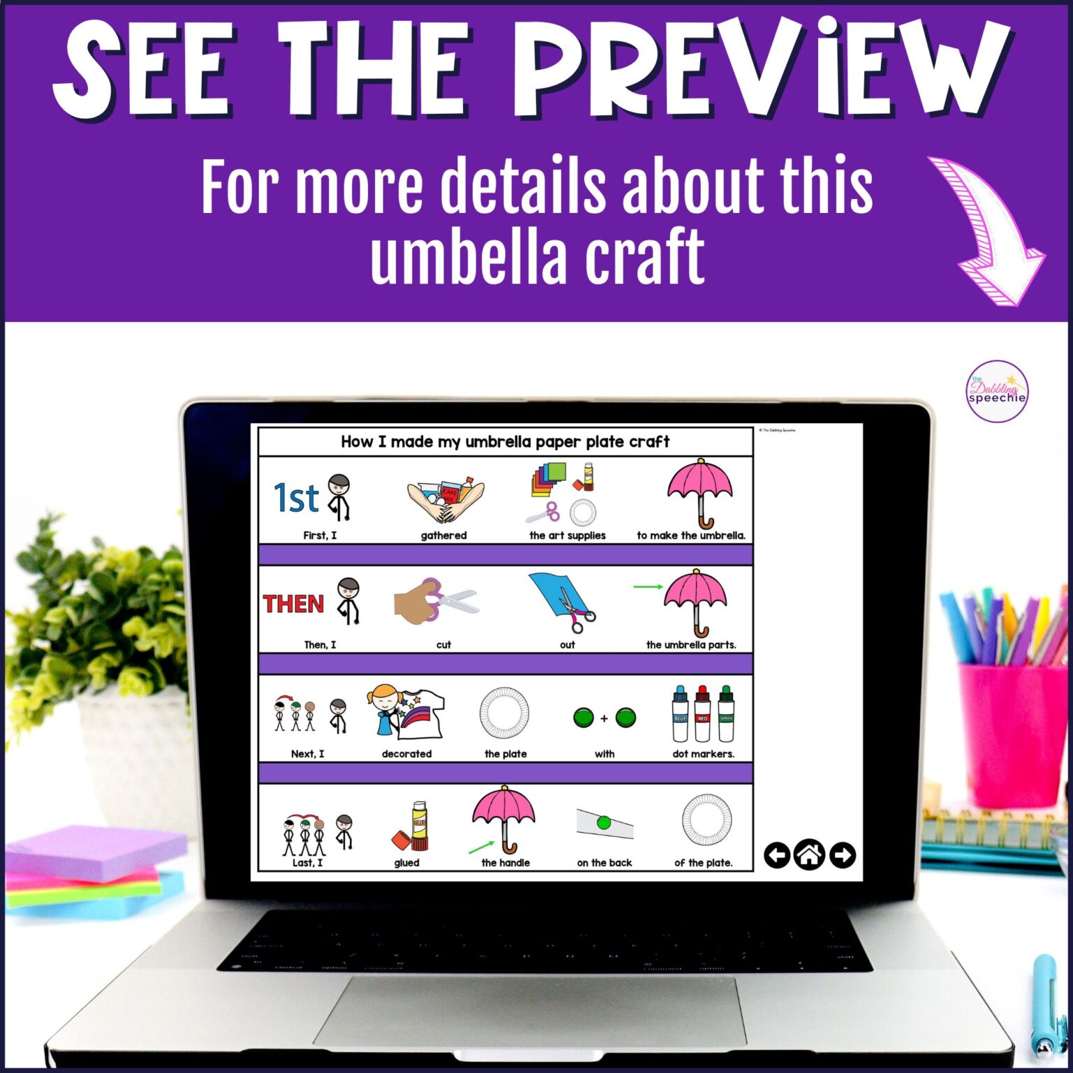 Umbrella Rain Craft for Speech Therapy Weather Visual Craft & Spring ...